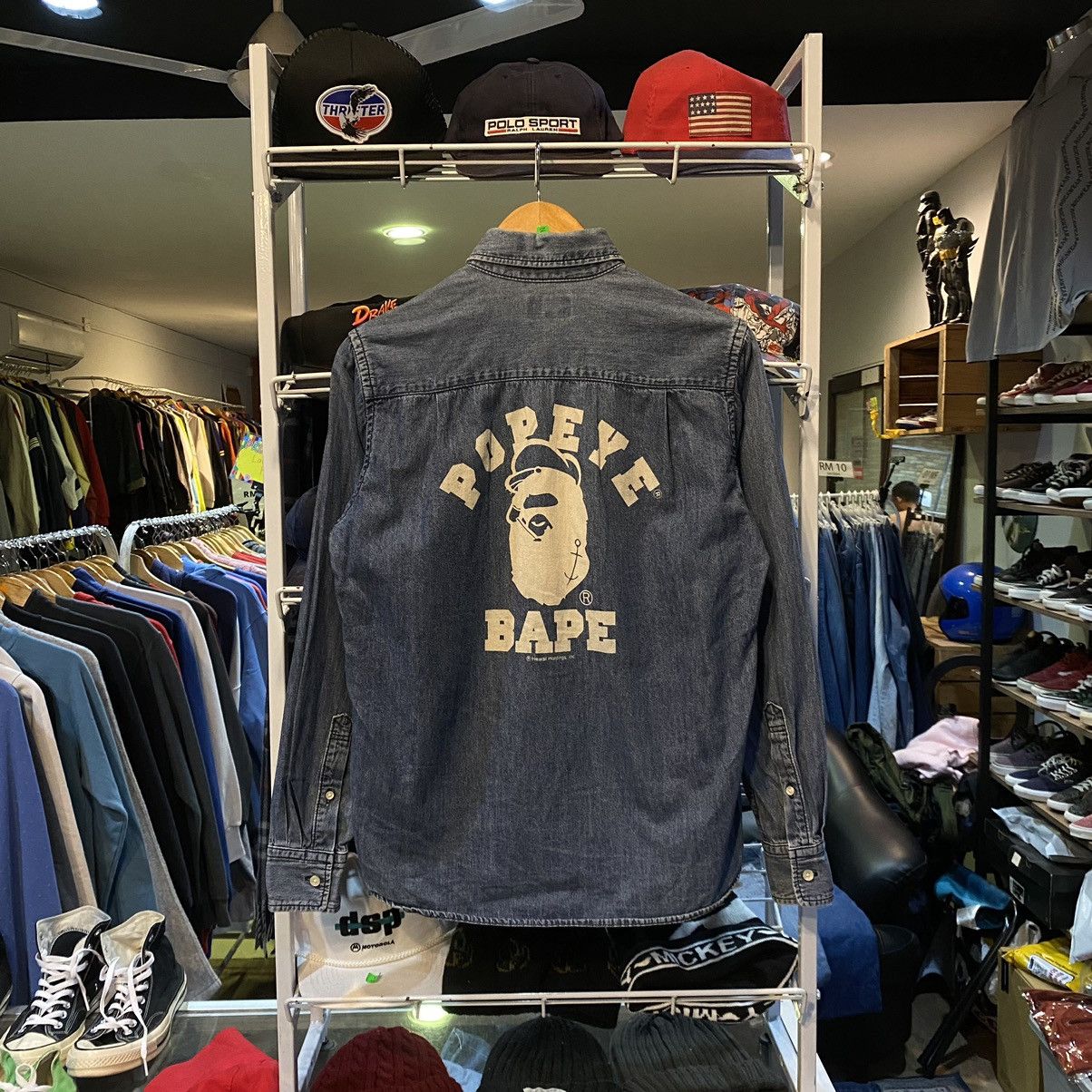 Bape RARE‼️BAPE x popeye College Logo Shirts | Grailed