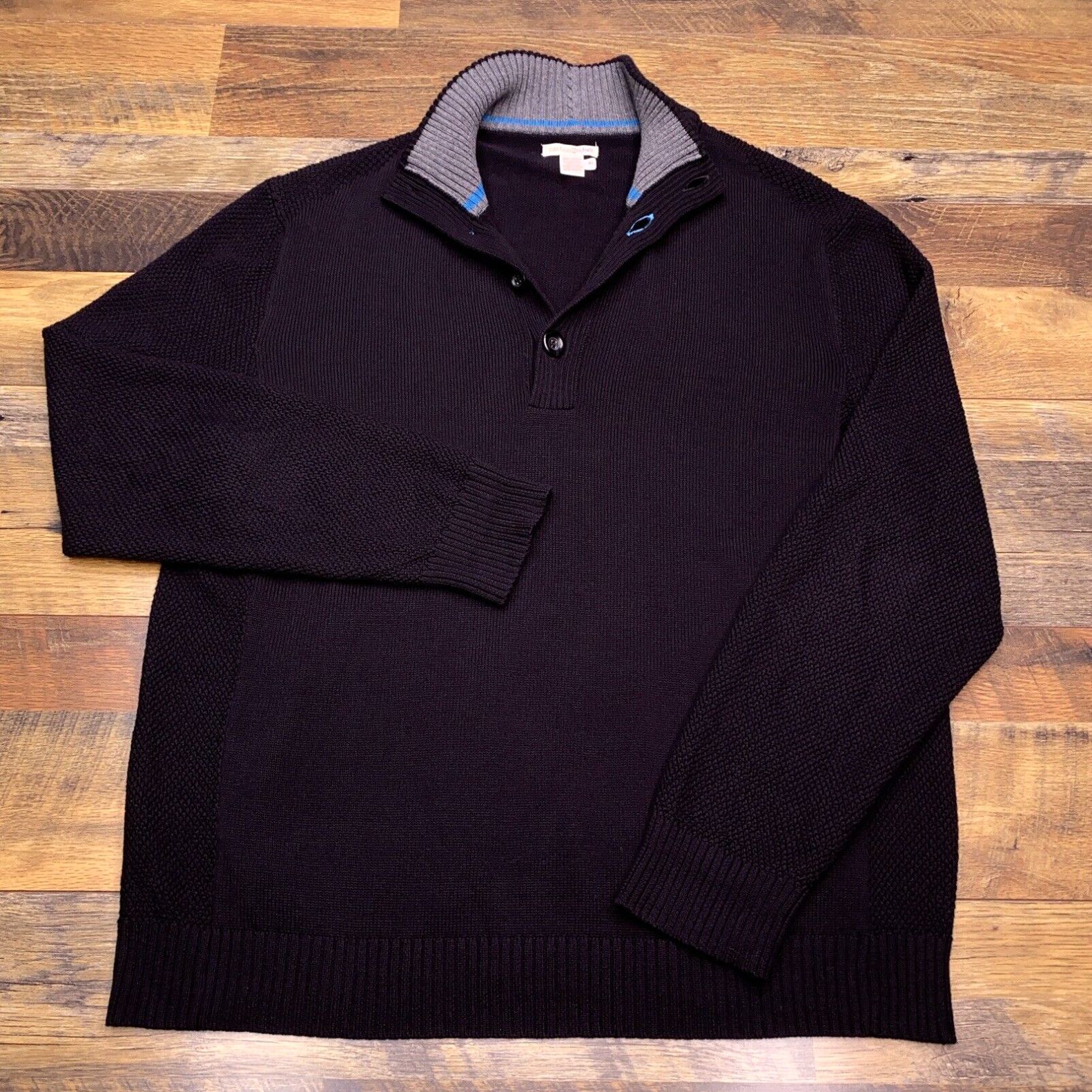 Carbon Carbon 2 Cobalt Mock Neck Sweater Mens Extra Large Black Button ... Carbon Carbon 2 Cobalt Mock Neck Sweater Mens Extra Large Black Button ...