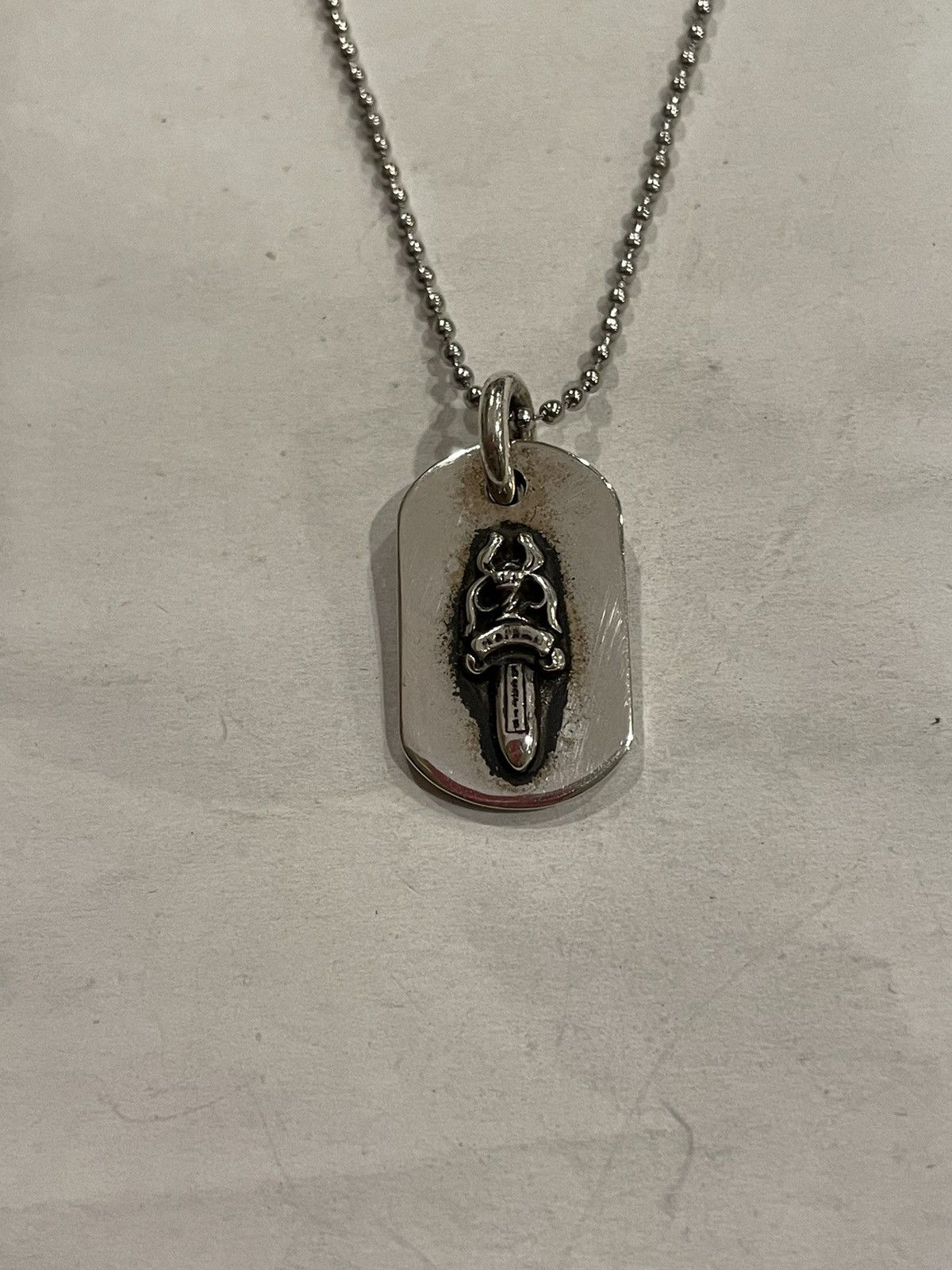 Chrome Hearts Chrome Hearts Dagger Dog Tag Pendant Ball Chain Necklace ...