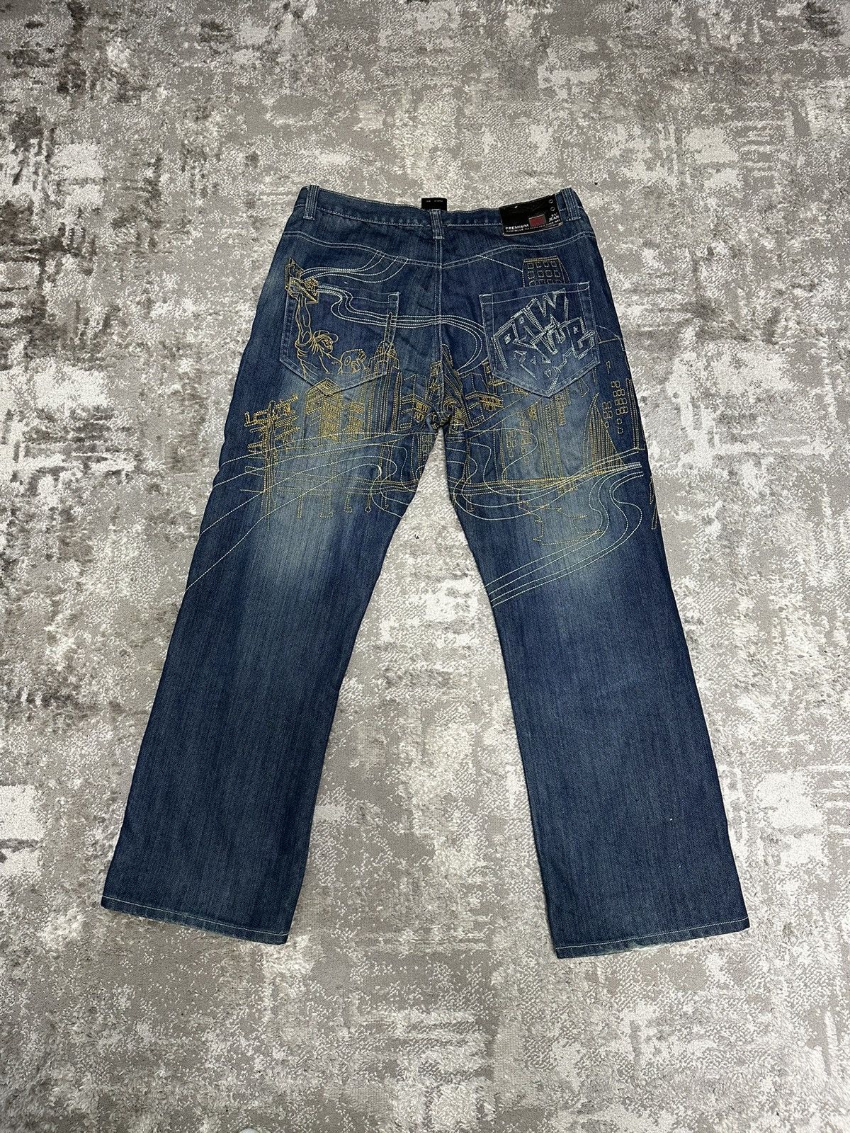 Vintage Y2K Rap Raw Blue Jeans Rap pants Statue of Liberty | Grailed