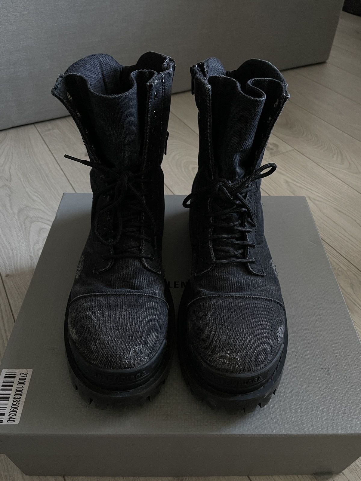 Balenciaga Balenciaga Distressed Canvas Strike Boots | Grailed