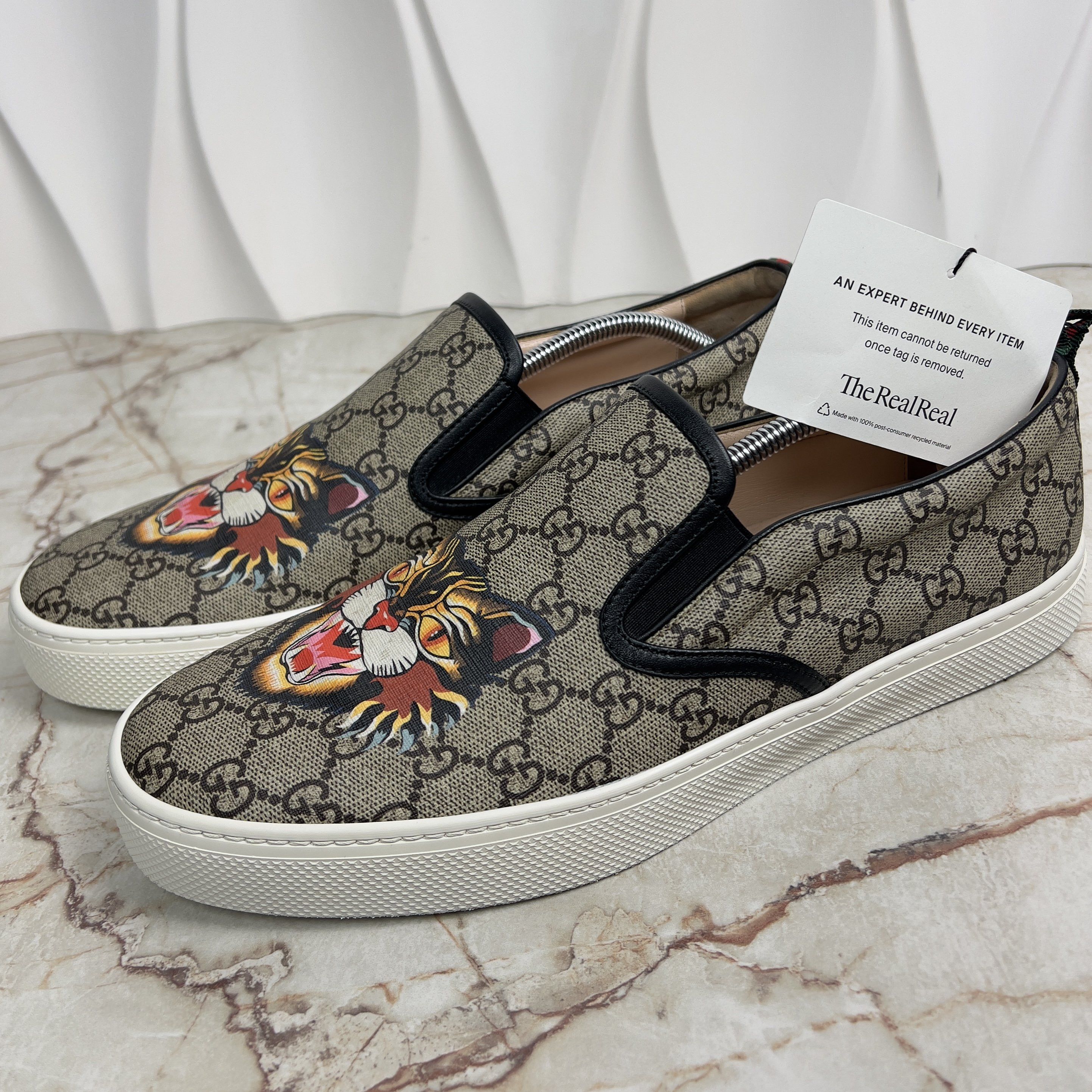 Gucci Dublin Angry Cat GG Supreme Slip On Sneakers Leather | Grailed