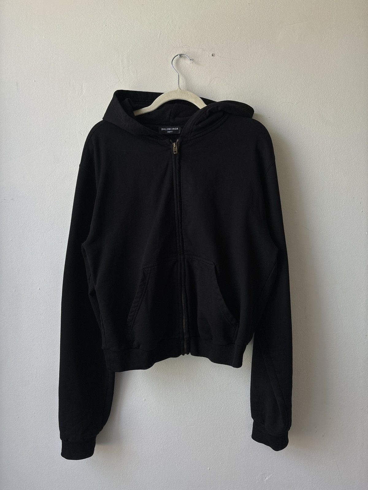 Balenciaga TAB WORN-OUT ZIP-UP HOODIE IN BLACK | Grailed