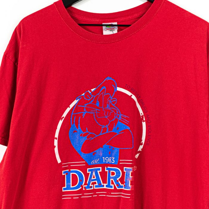 Vintage DARE Resist Drugs Violence Darren Lion Distressed T-Shirt | Grailed