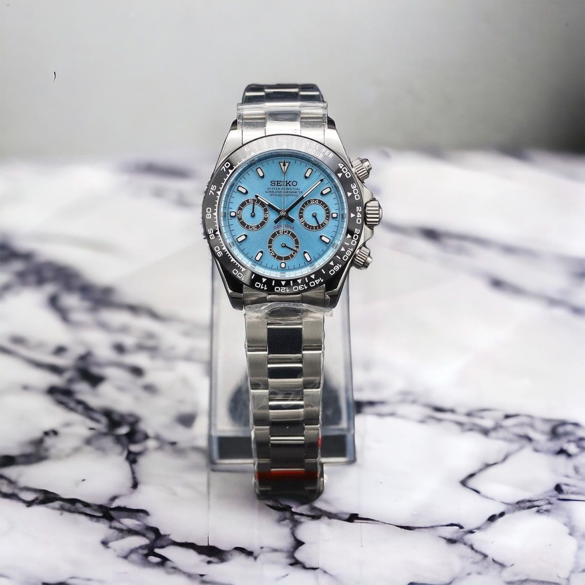 Seiko × Watch Seiko Mod Daytona Ice Blue Dial Stainless Steel luxury ...