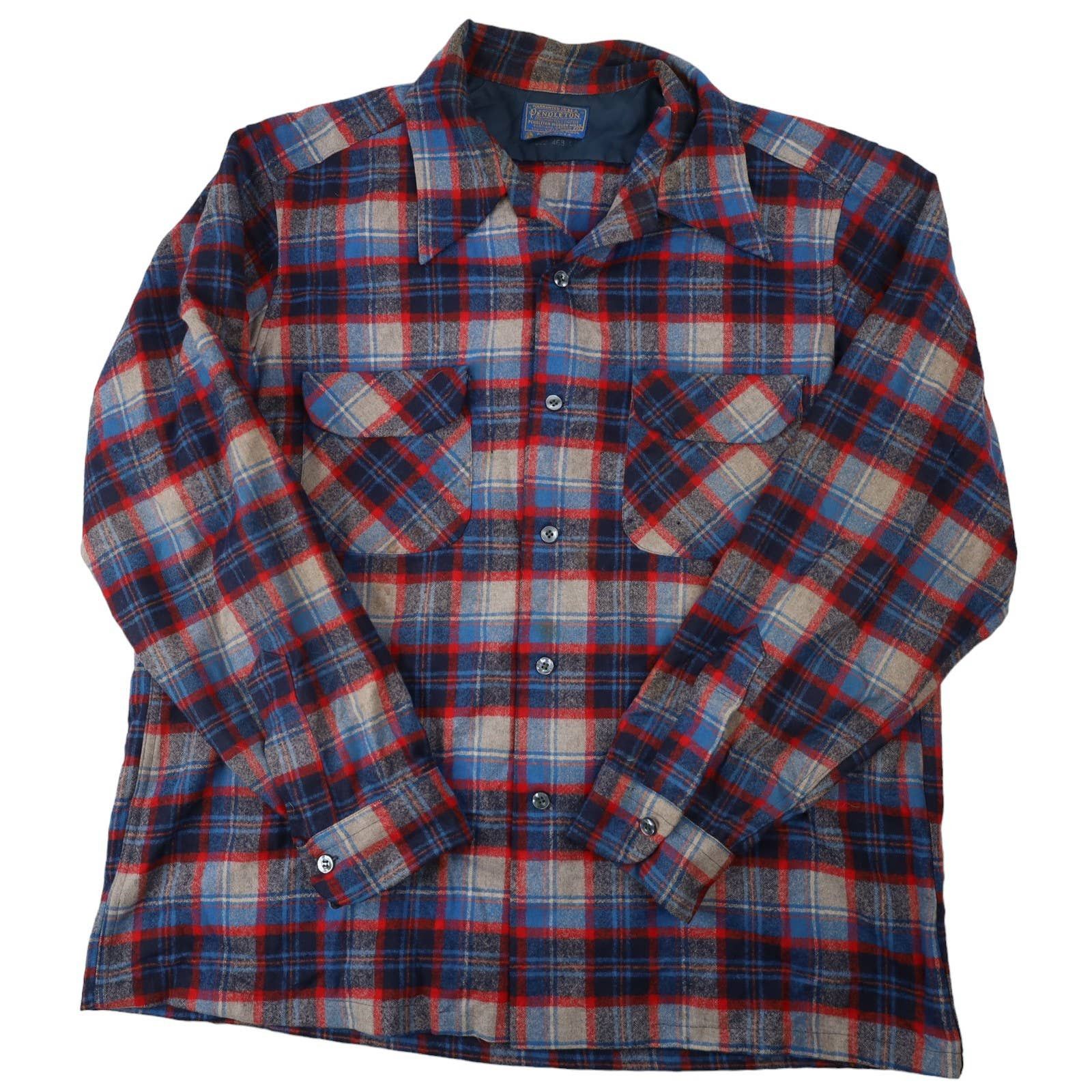 Pendleton × Vintage Vintage Pendleton Loop Collar %100 Wool Flannel Shirt | Grailed
