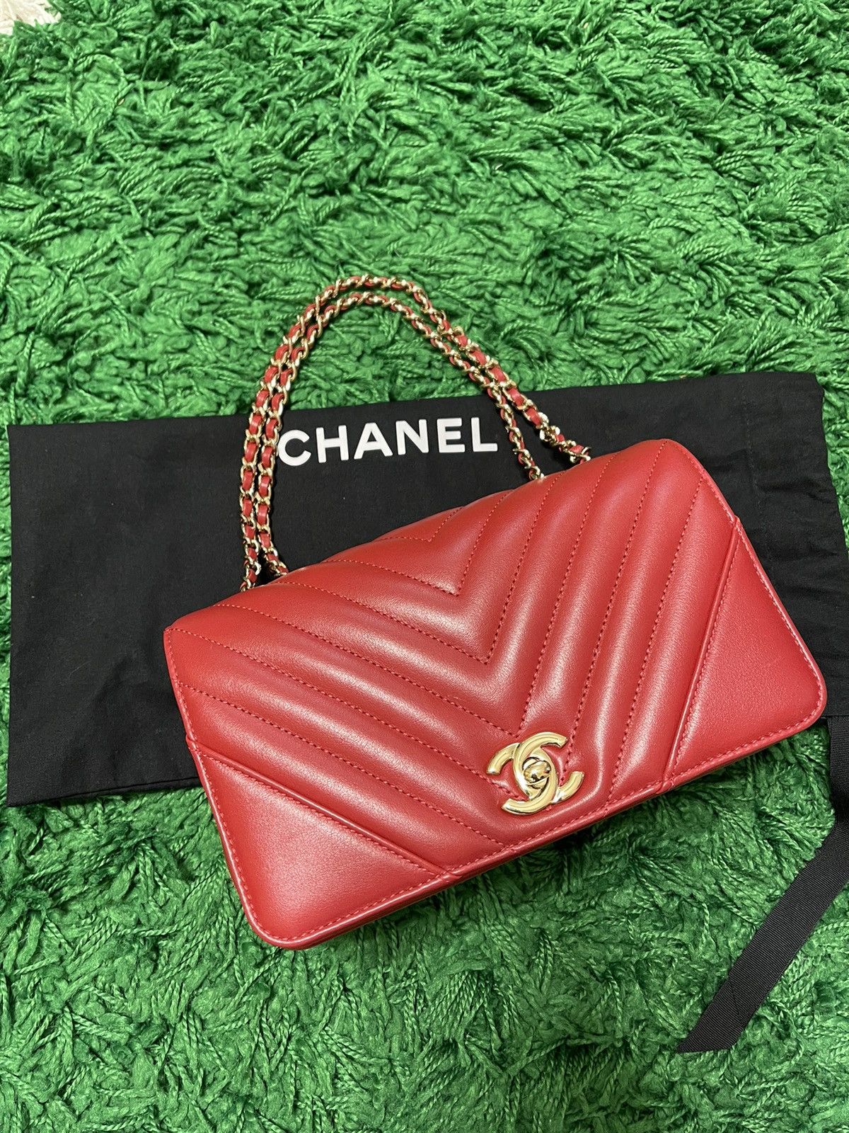 Chanel CHANEL 2019 Chevron Mini Calfskin Statement Flap | Grailed