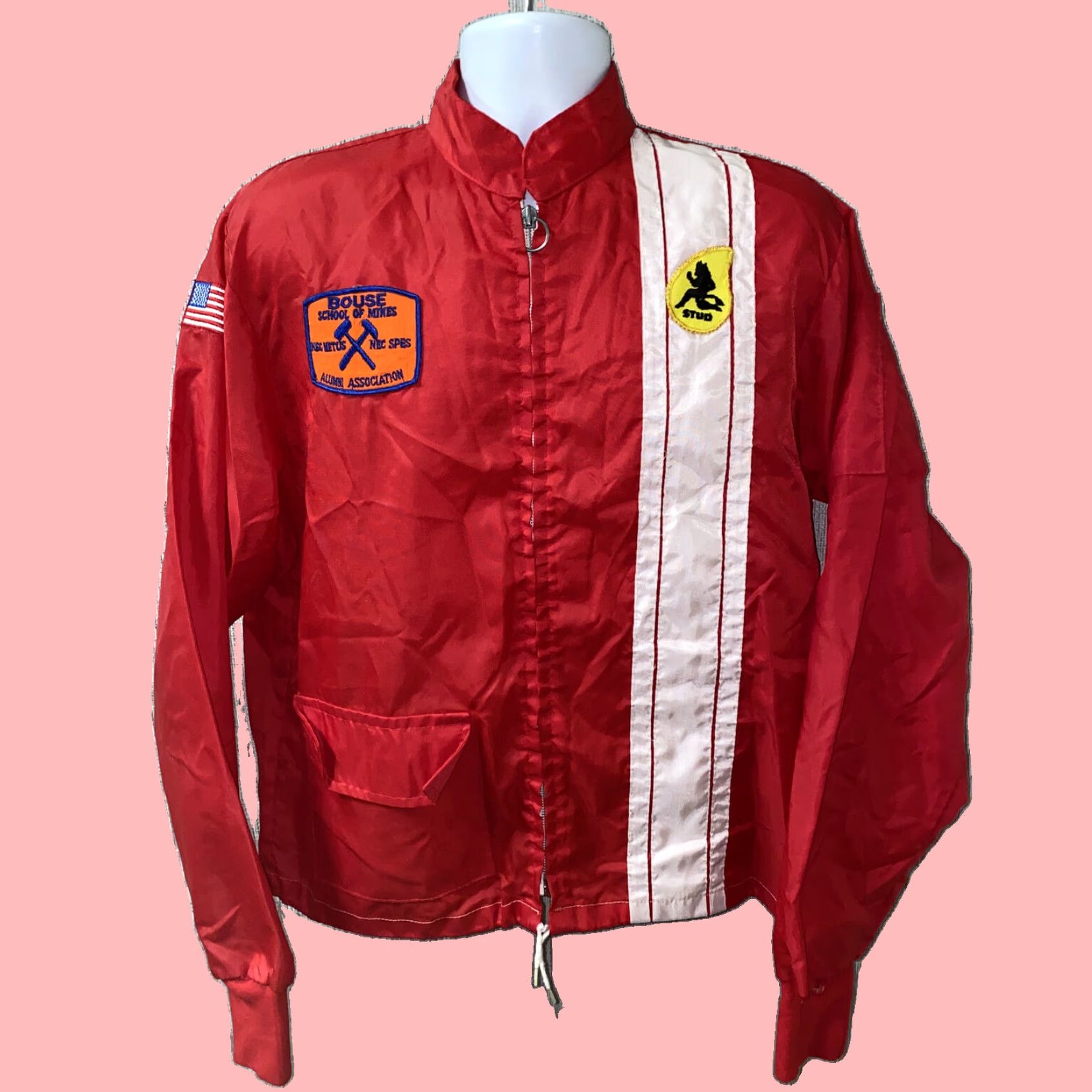 Vintage Authentic Vintage Mens Bouse School Of Mines Red Full Zip Racer ...