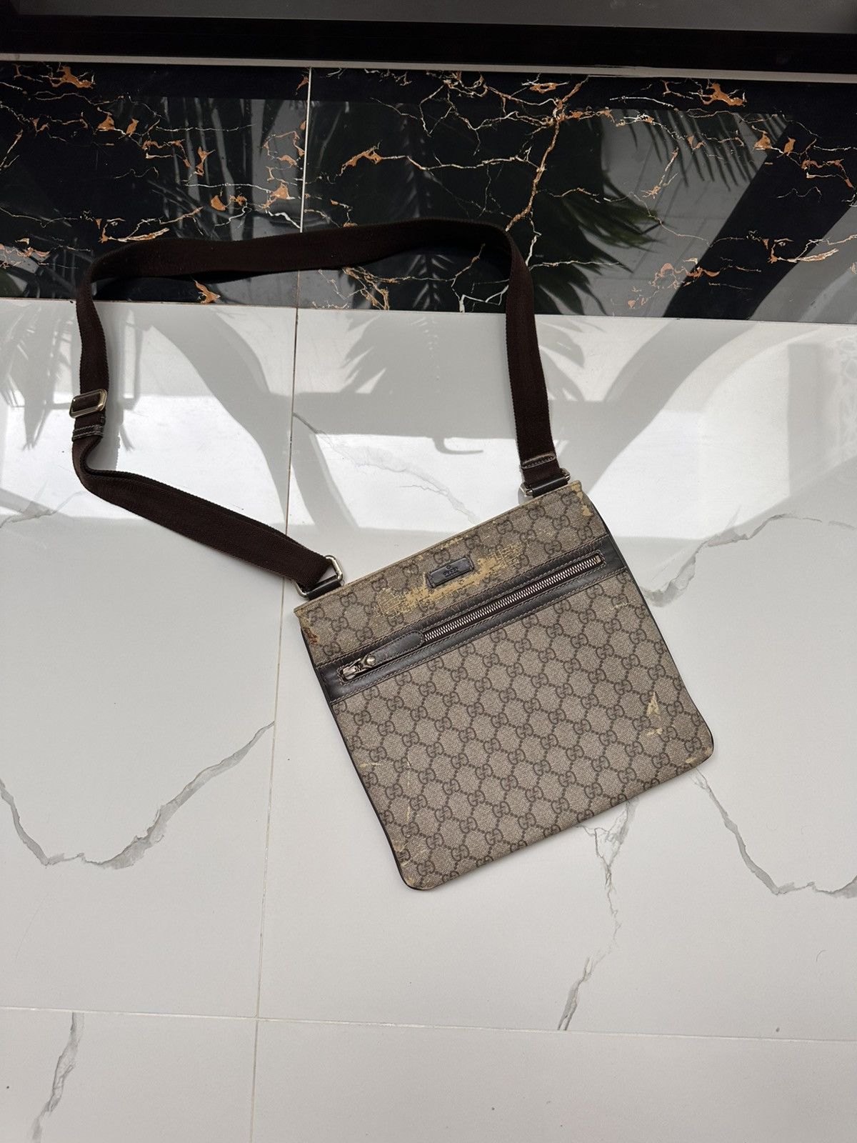 Gucci × Streetwear × Vintage 90s GUCCI VINTAGE MONOGRAM LOGO MESSENGER BAG | Grailed