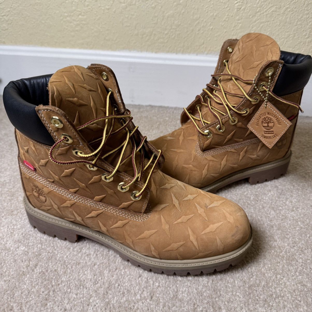 Supreme × Timberland Timberland x Supreme Diamond Plate Wheat | Grailed