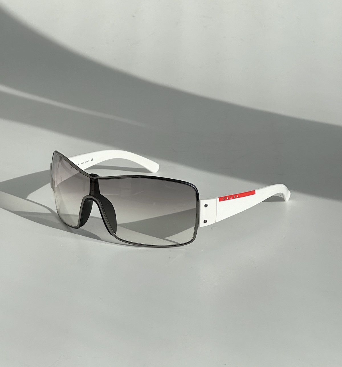 Prada × Streetwear × Vintage PRADA Mask Logo Sunglasses SPS50E y2k ...