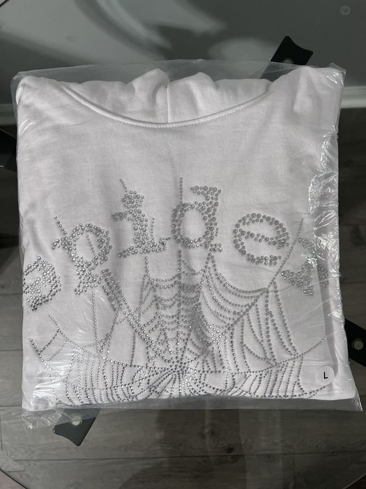 Spyder sp5der hoodie white rhinestone | Grailed