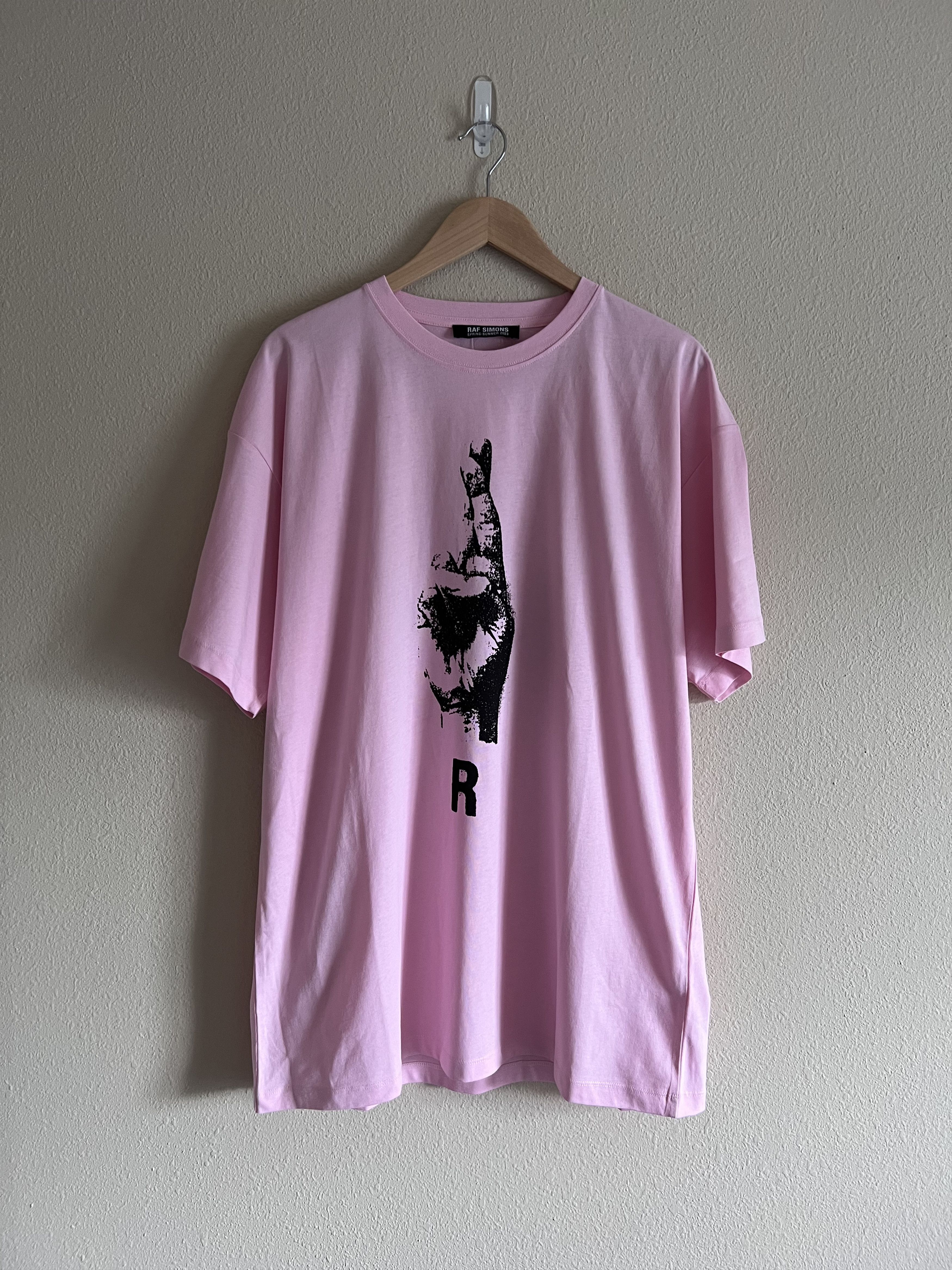 Raf Simons Raf Simons Hand Sign Oversized Tee in Salmon Pink | Grailed