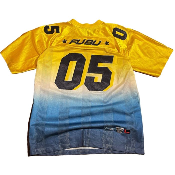 Fubu Vintage 90's FUBU Large 05 Blue Yellow White Football Jersey | Grailed