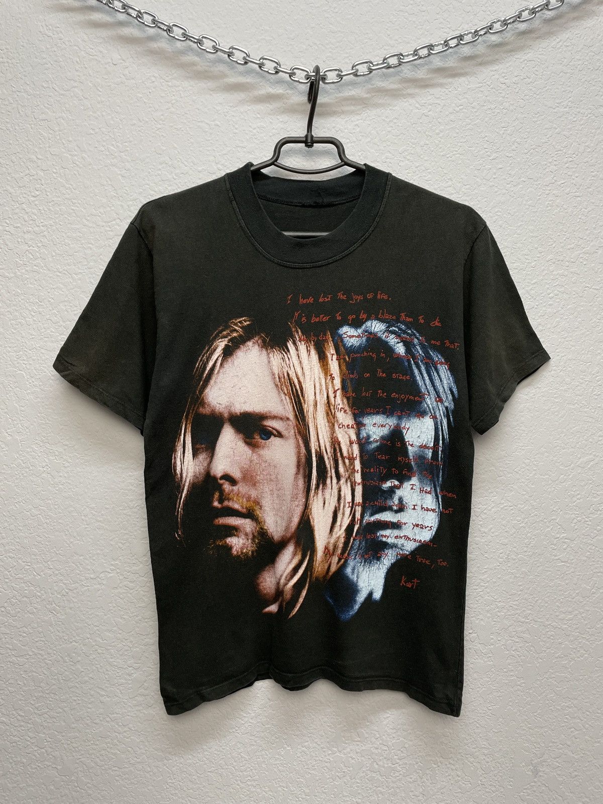 Vintage Vintage 90s Nirvana Kurt Cobain Death Note Tee Band T-shirt ...
