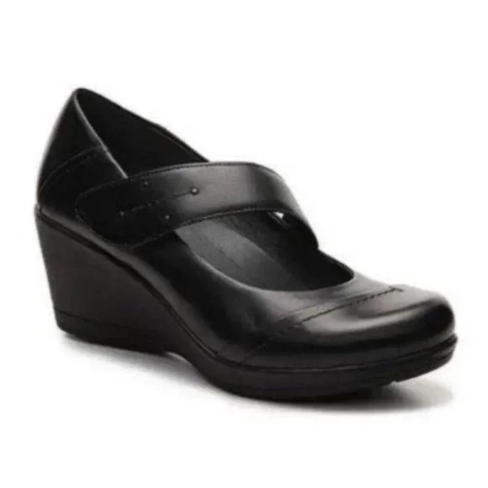Dansko Dansko Ruby Leather Mary Jane Wedge Pump Shoes Black 38 | Grailed
