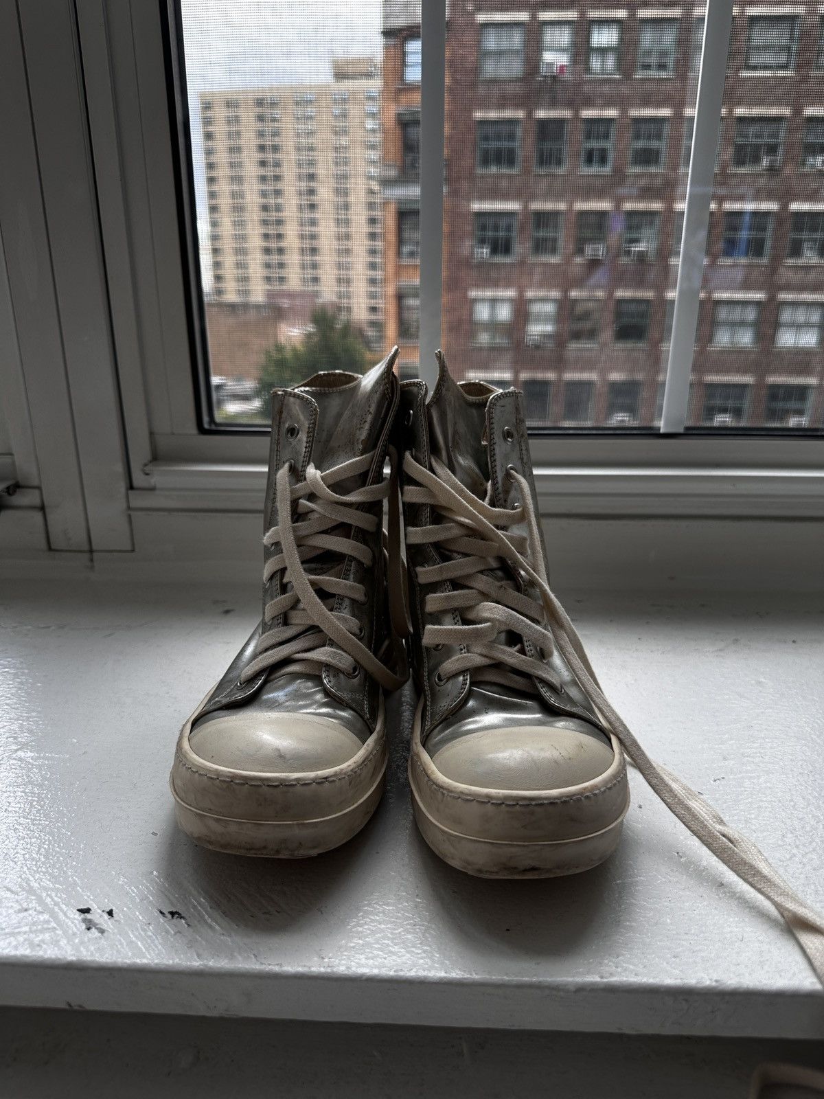 Rick Owens Rick Owens silver / metallic ramones | Grailed