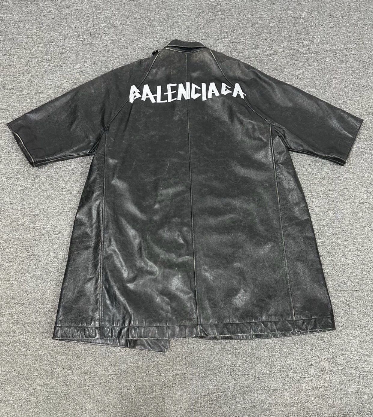 Balenciaga Balenciaga hand-painted font leather coat | Grailed