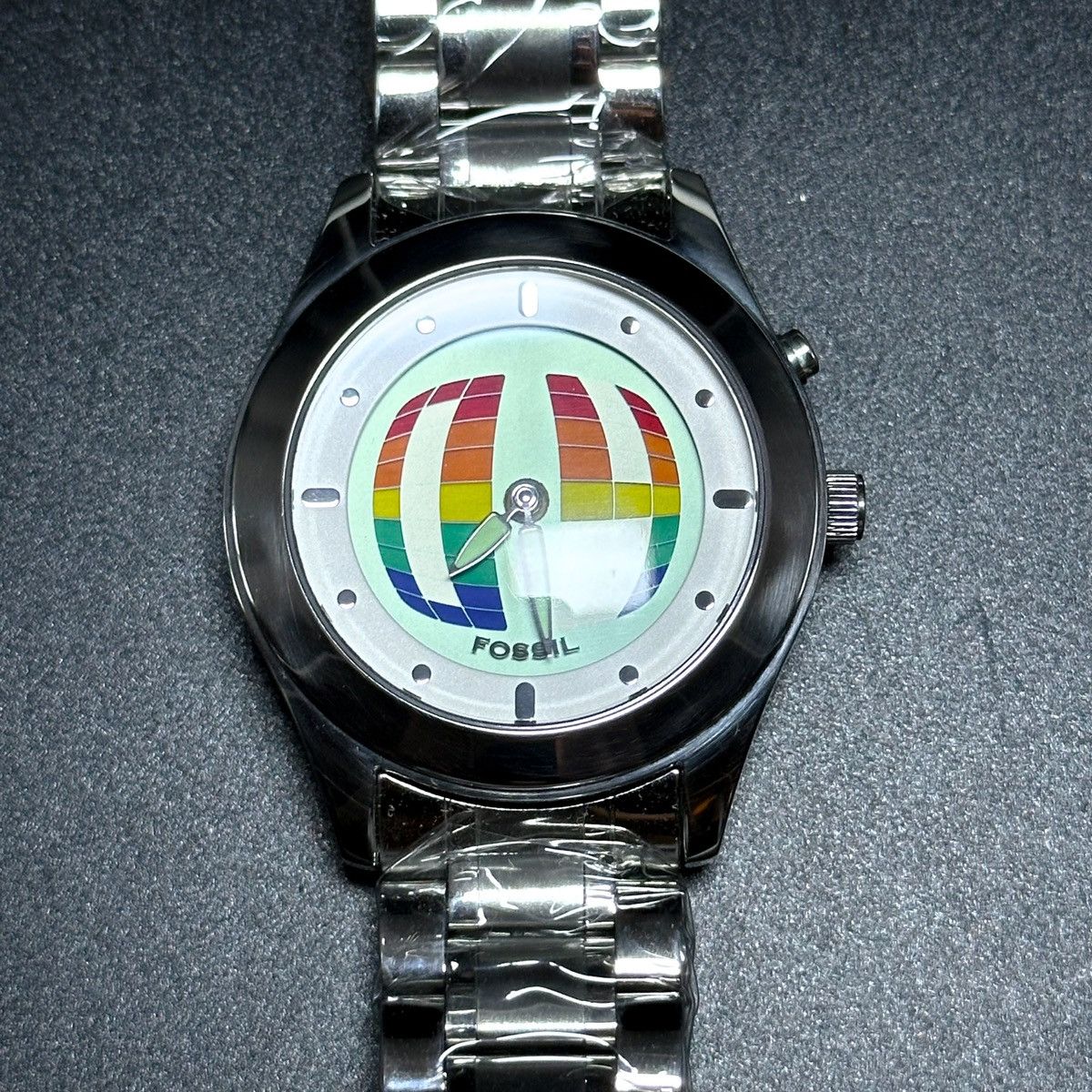 Fossil × Vintage SuperRare Fossil Big Tic BG-2068 Men's Watch Rainbow ...