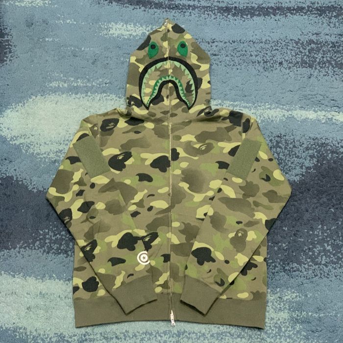 Bape Bape Velcro Shark Fullzip Hoodie | Grailed