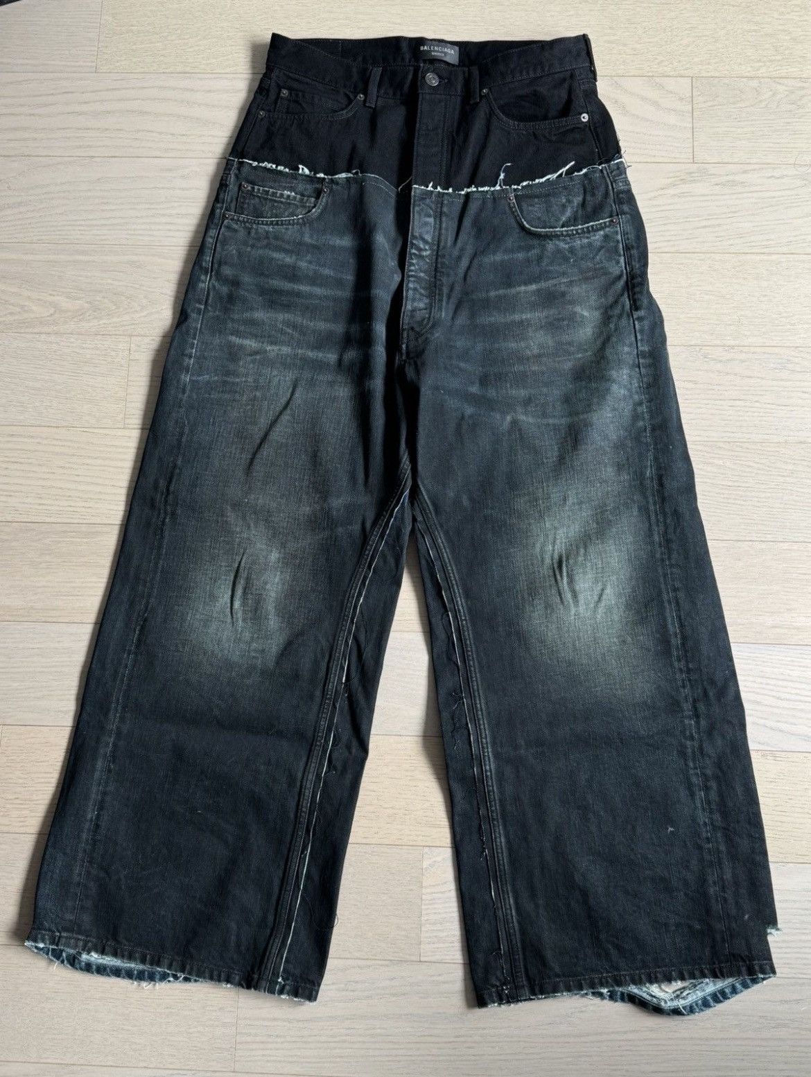 Balenciaga Balenciaga cut up baggy pants jeans black | Grailed
