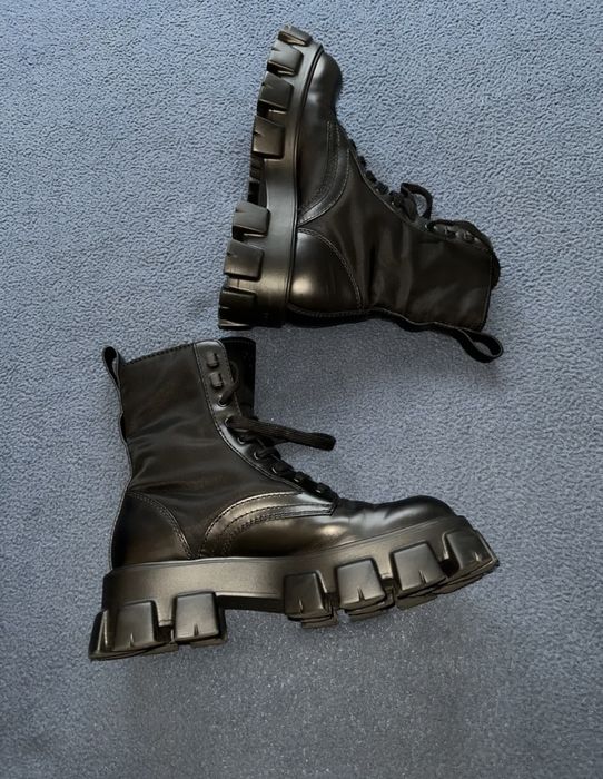 Prada Monolith brushed leather and Re-Nylon boots with pouch | Grailed