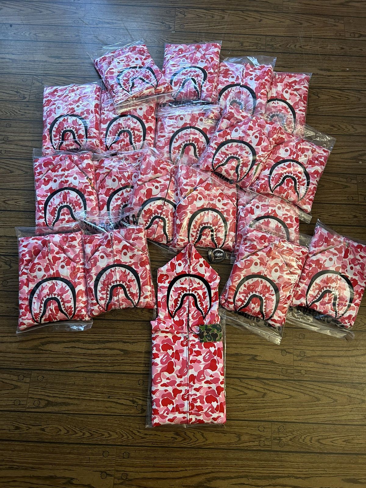 Bape Bape Pink ABC Camo Shark Full Zip Hoodie NEW SS24 | Grailed