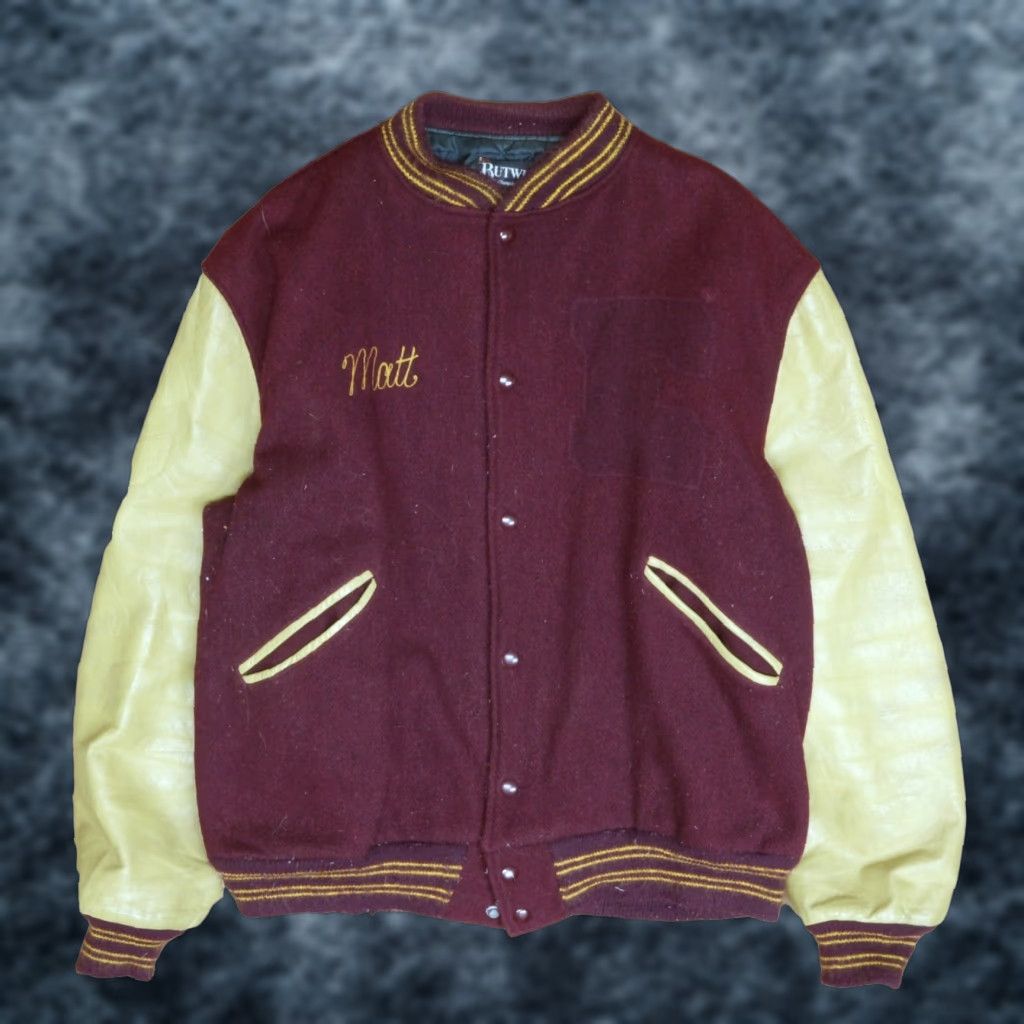 Vintage VINTAGE Butwin Jacket Men Varsity Jacket 48 Burgundy 80s ...