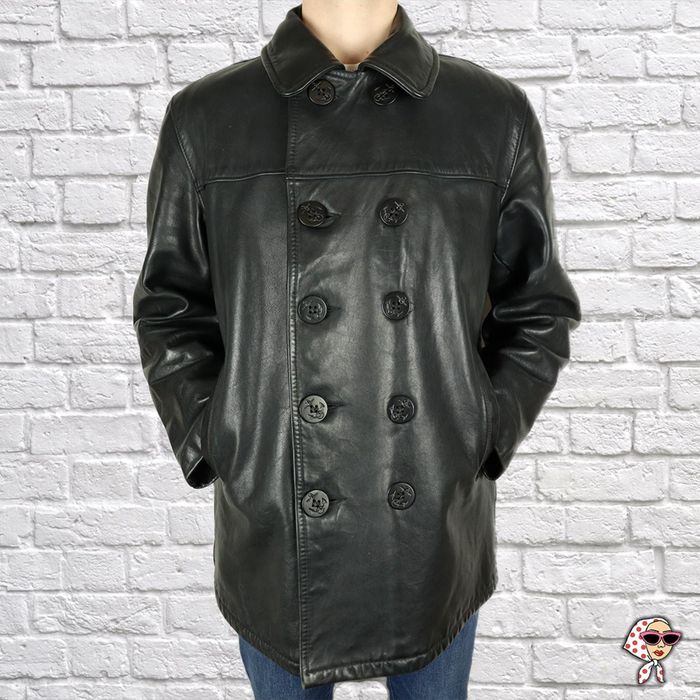 Schott SCHOTT NYC US 740N 140 LEATHER NAVAL PEA COAT JACKET | Grailed