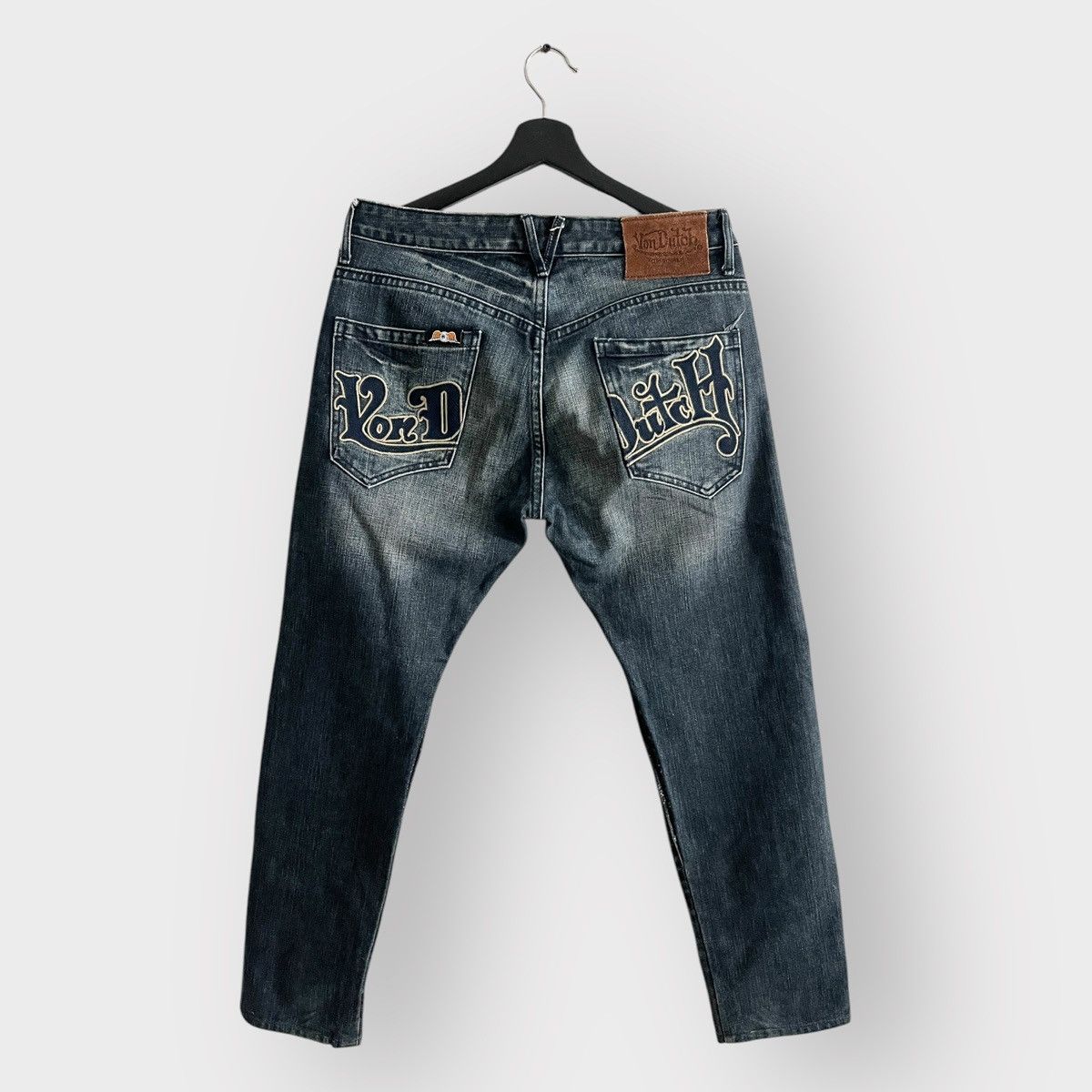 Vintage STEAL! 2000s Von Dutch Back Pocket Jumbo Logo Denim Jeans | Grailed