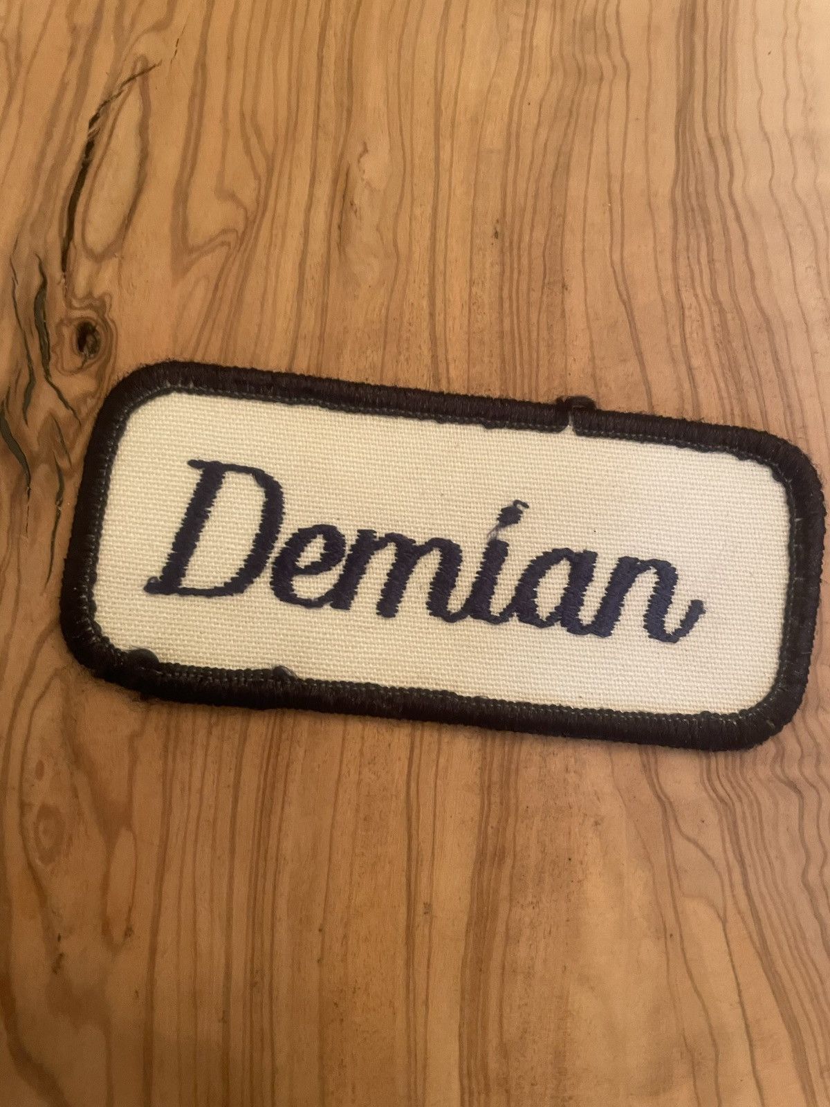 Vintage ‘DEMIAN’ Cursive Mechanics Name Tag Vintage Sew Patch | Grailed