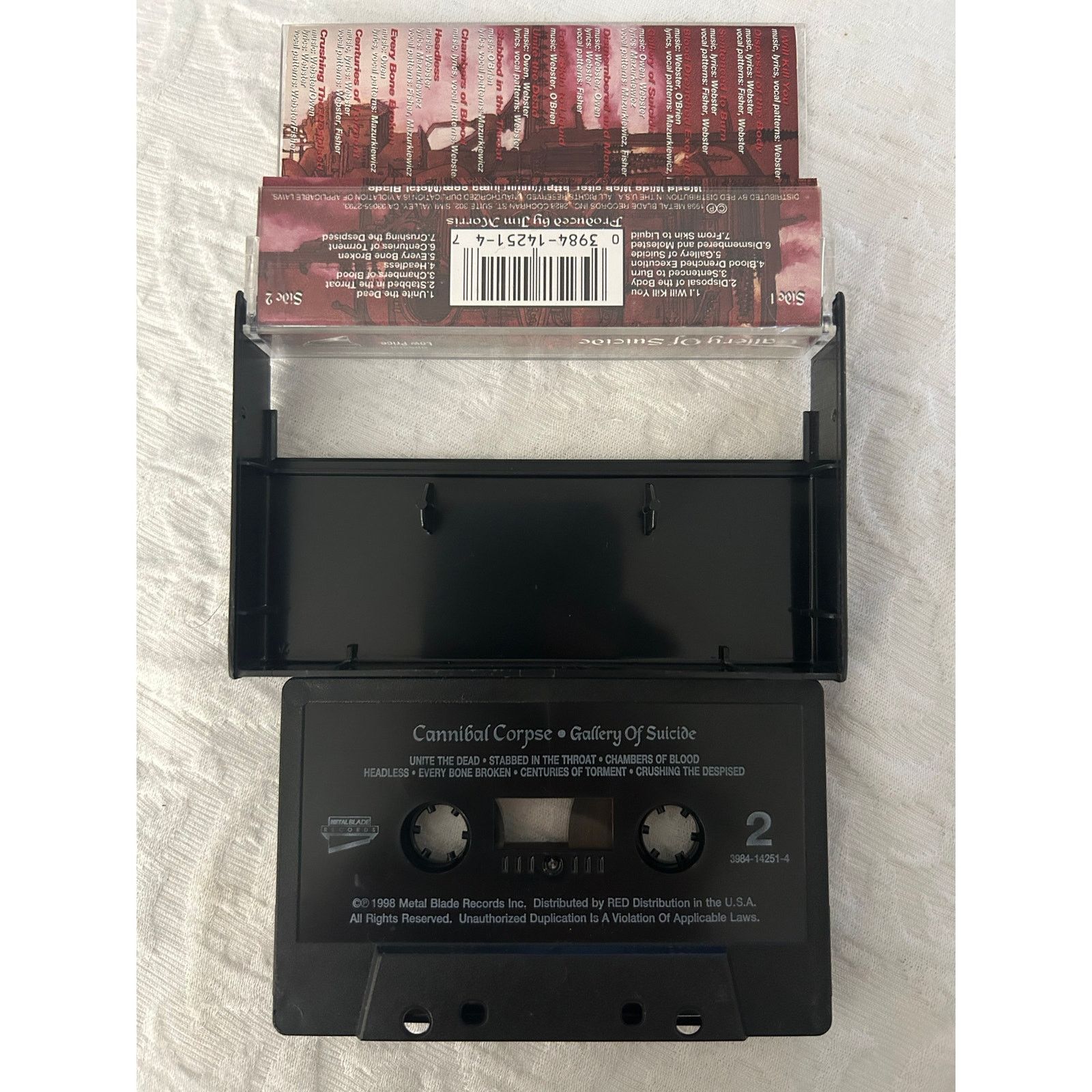 Gildan Cannibal Corpse Gallery Of Suicide cassette 1998 Metal Blade ...