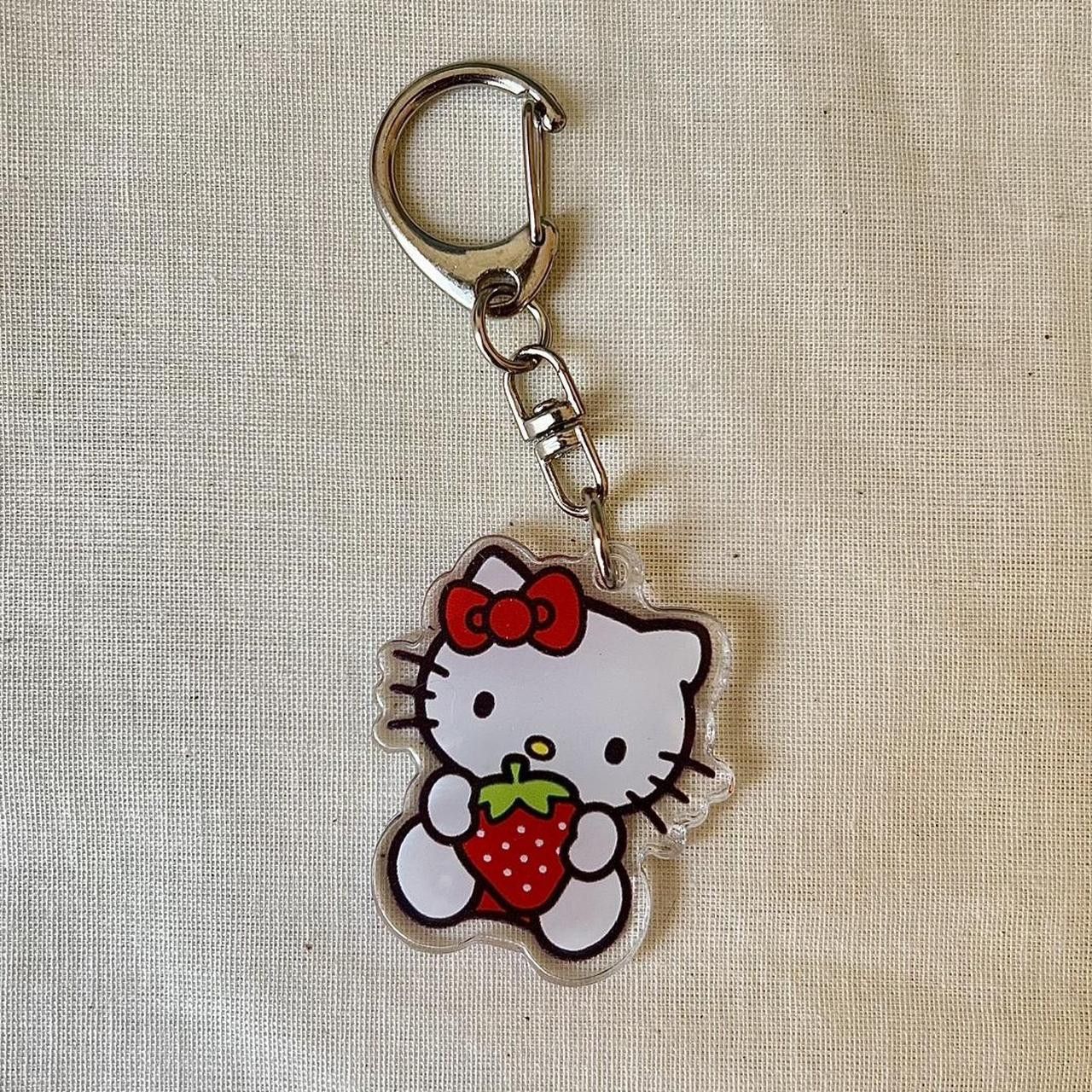 Rare × Silver × Streetwear cute hello kitty strawberry keyring keychain ...