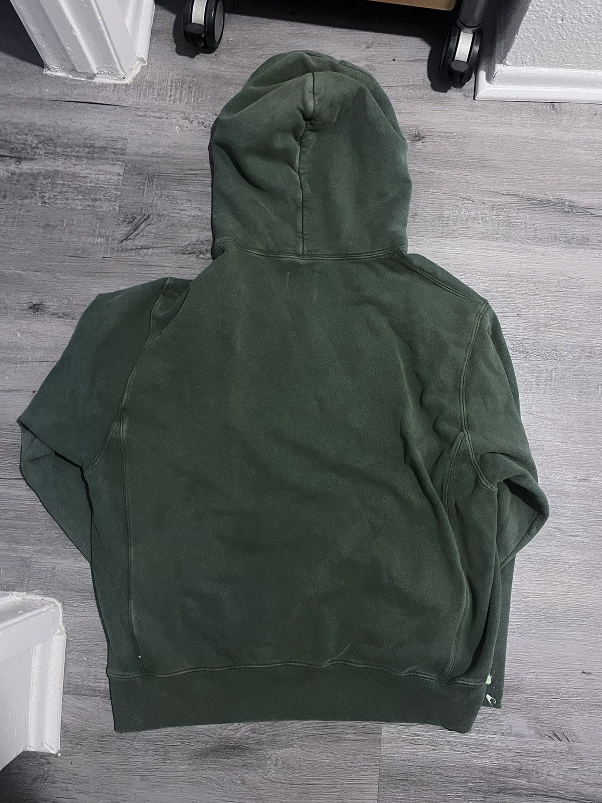 Designer Deadstock - Sunfaded Forest Green DEPT Hoodie Paint Splatter ...