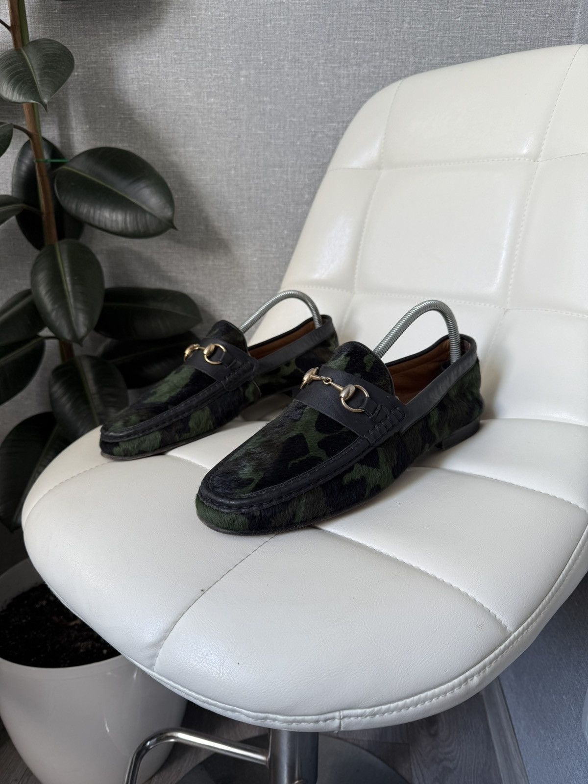 Gucci Gucci Horsebit Loafers Pony Hair Leather Camo Green & Black | Grailed
