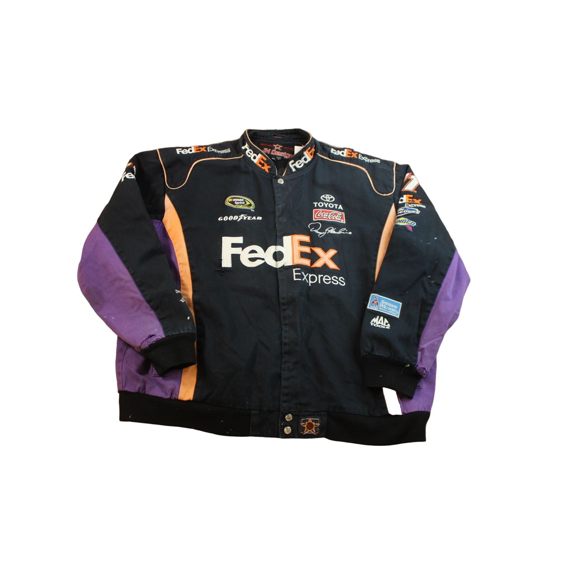Jh Design Vintage 90s NASCAR FedEx Embroidered Bomber Jacket Black 3XL ...