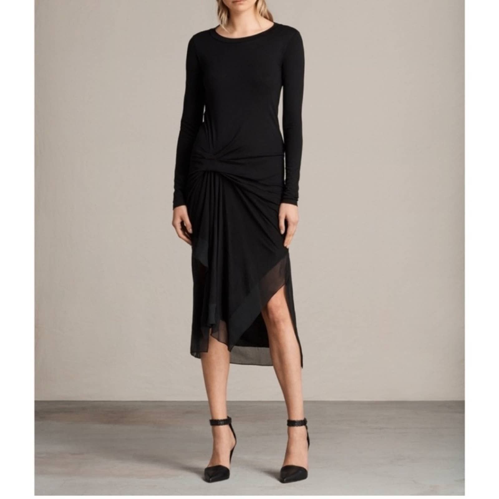 Allsaints All Saints Riviera Miro Black Midi Dress | Grailed