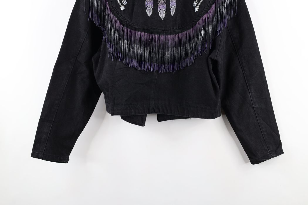 Vintage Vintage 90s Boho Chic Feather Open Front Denim Jacket USA | Grailed