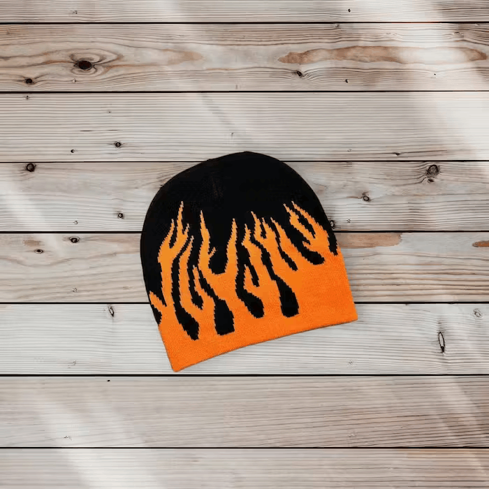 Vintage 🔥Flame pattern beanie hat cap y2k | Grailed