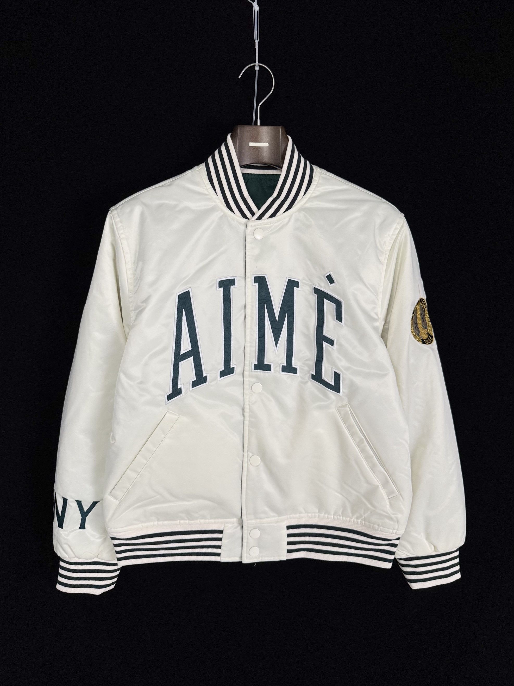 Aime Leon Dore SAMPLE* ALD Reversible Varsity Jacket Cream/Green | Grailed