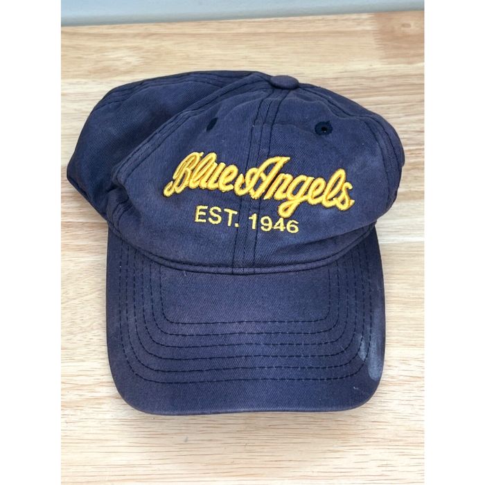 Vintage Blue Angels Hat Mens Blue Adjustable Strap Baseball Cap Jet ...