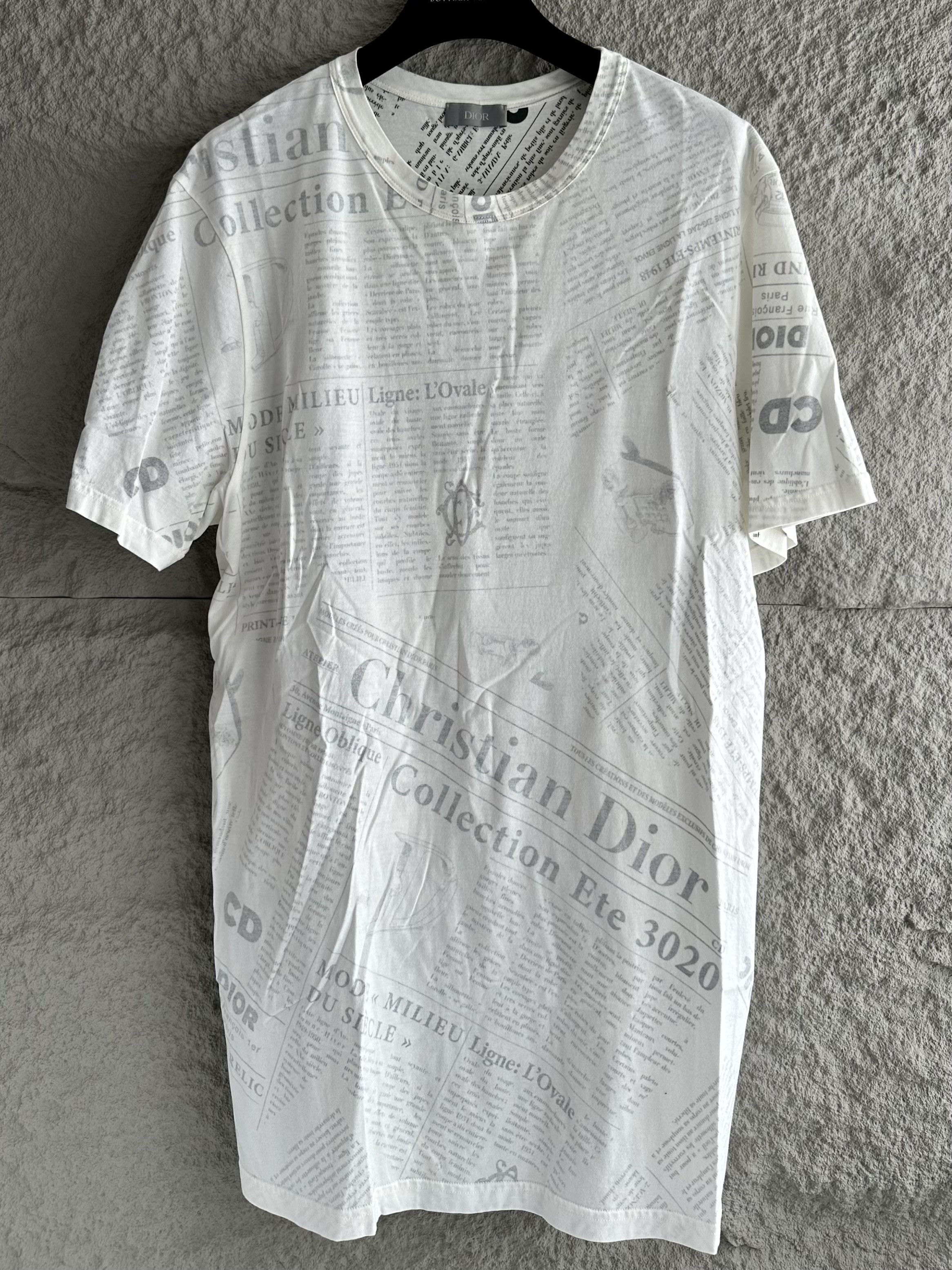 Daniel Arsham × Dior Christian Dior x Daniel Arsham ‘Newspaper’ T-shirt | Grailed