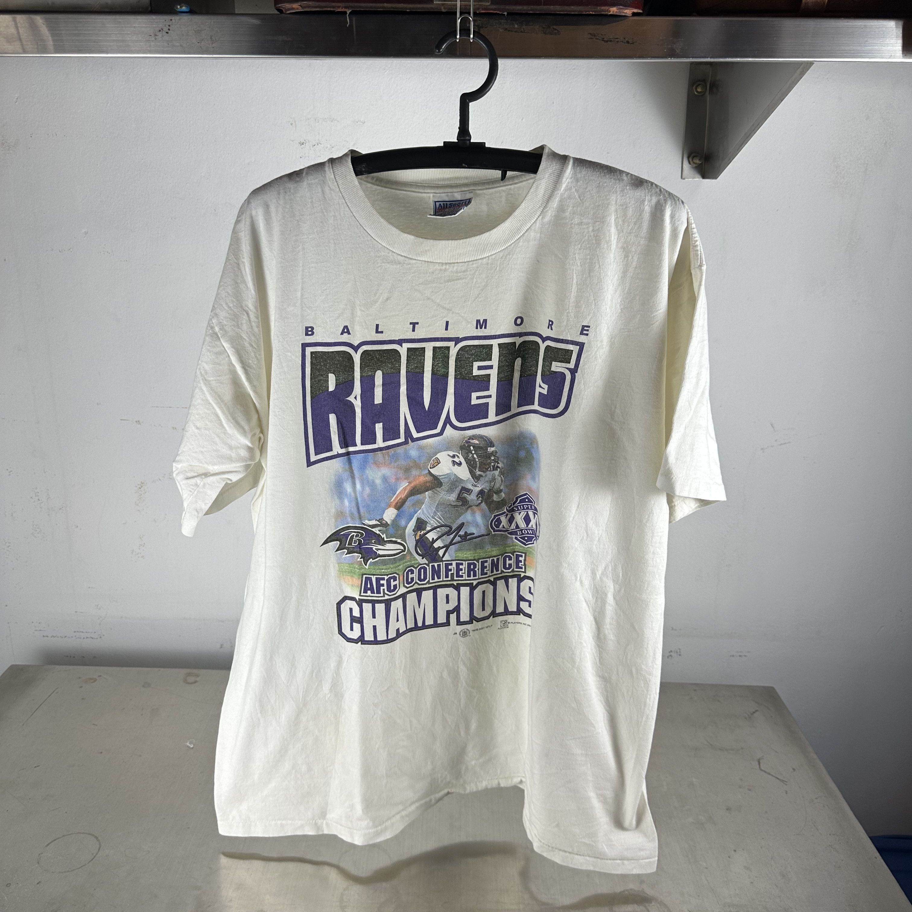 Vintage 2001 Ray Lewis Baltimore Ravens NFL AFC Champions T-Shirt | Grailed