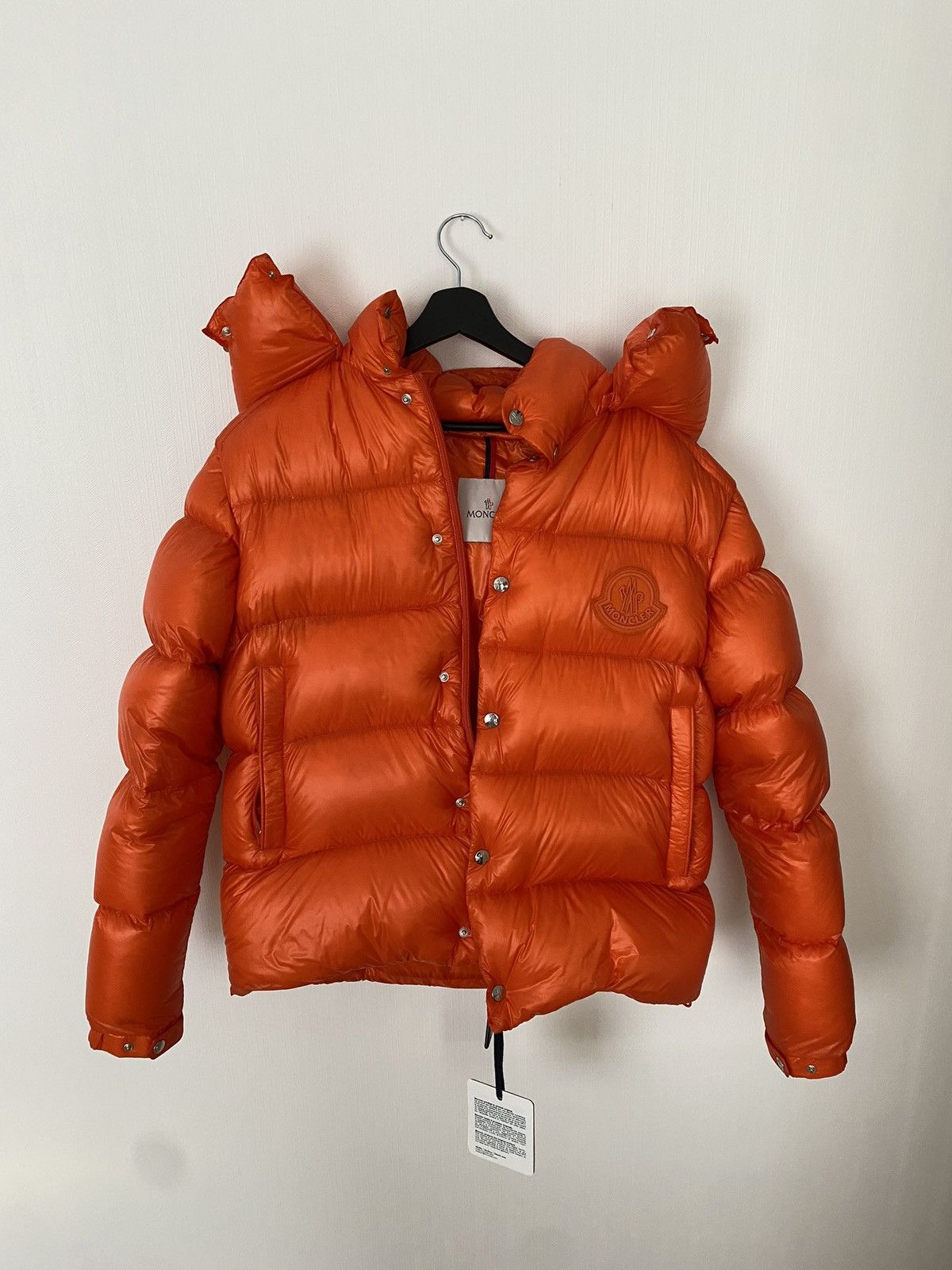 Moncler Moncler Down Jacket Orange Big logo | Grailed