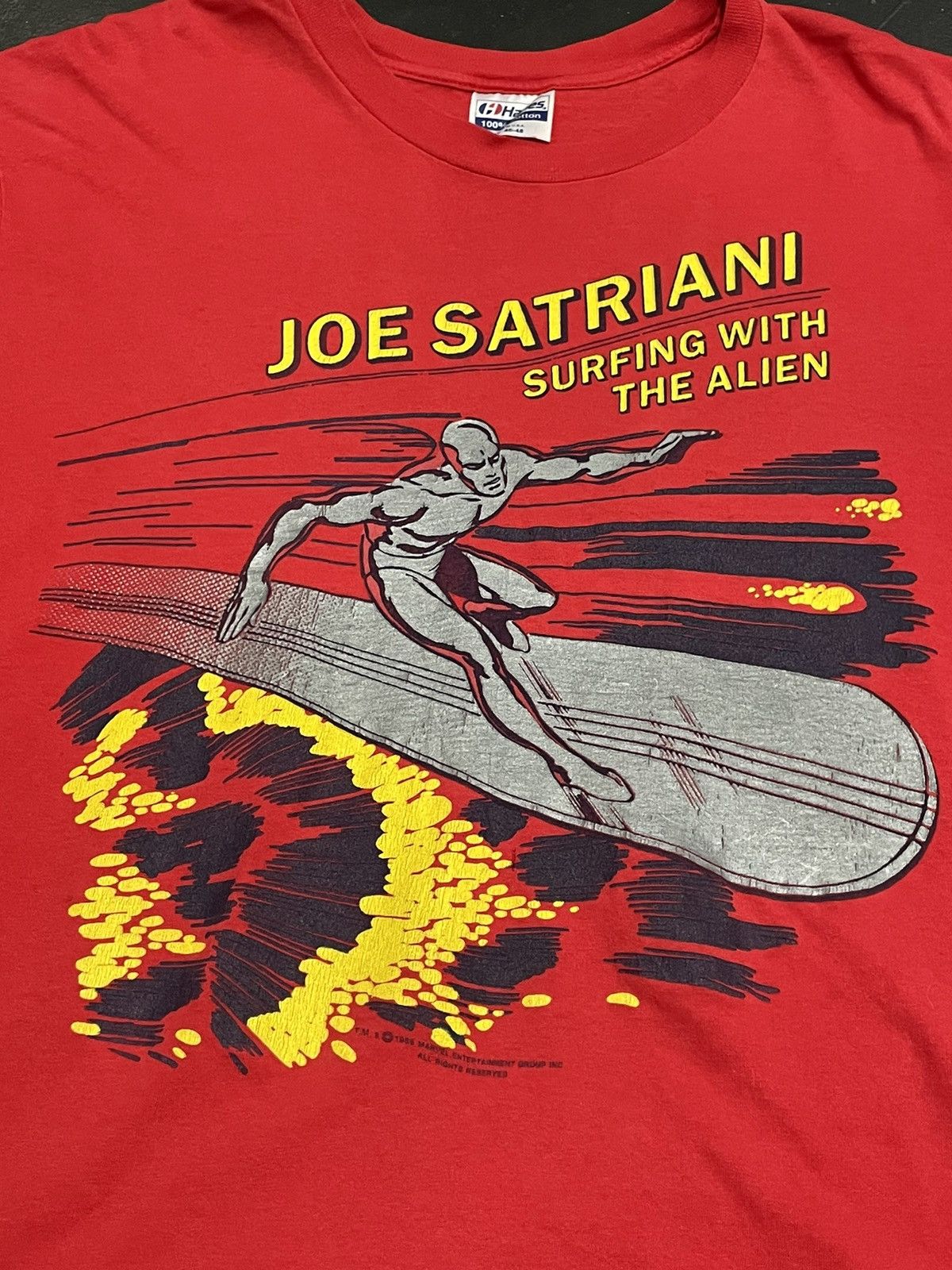 Vintage 1988 Silver Surfer Marvel Graphic Joe Satriani surfing alien ...