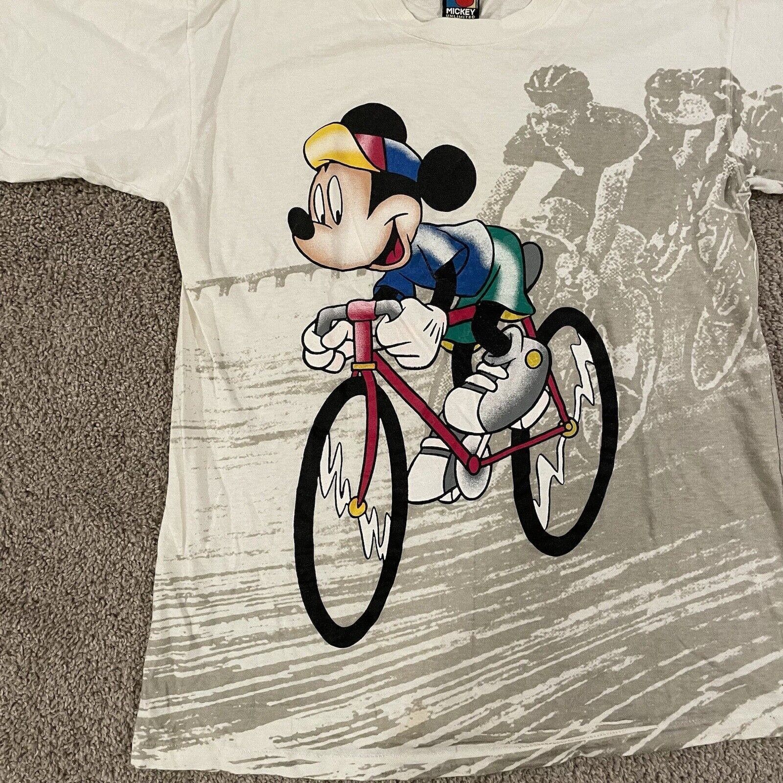 Mickey Unlimited Rare Vintage DISNEY Mickey Mouse Cycling AOP T-Shirt ...