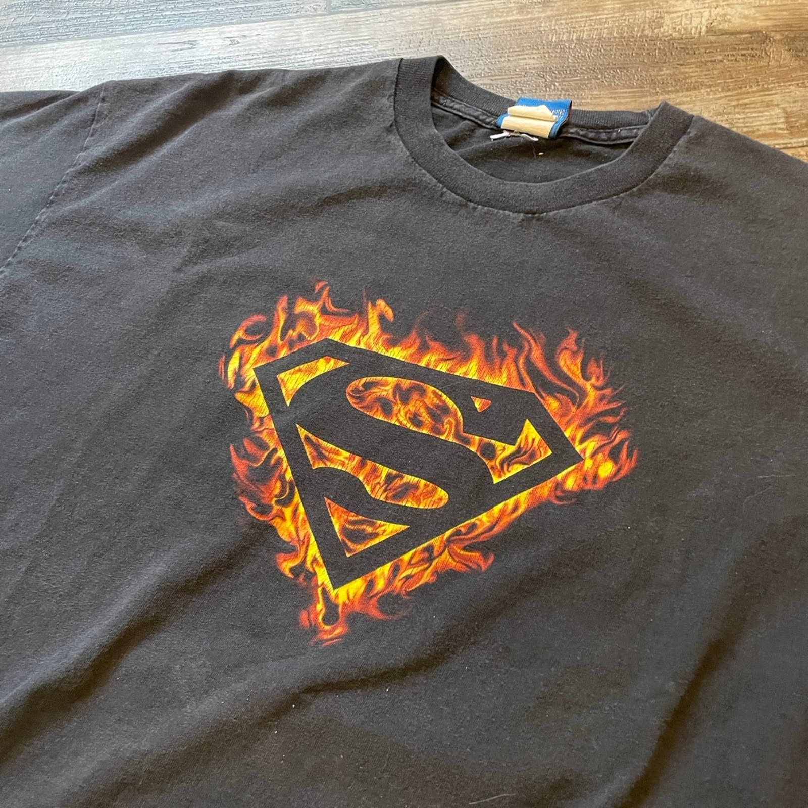 Dc Comics Y2K Superman Logo on Fire Vintage t-shirt | Grailed
