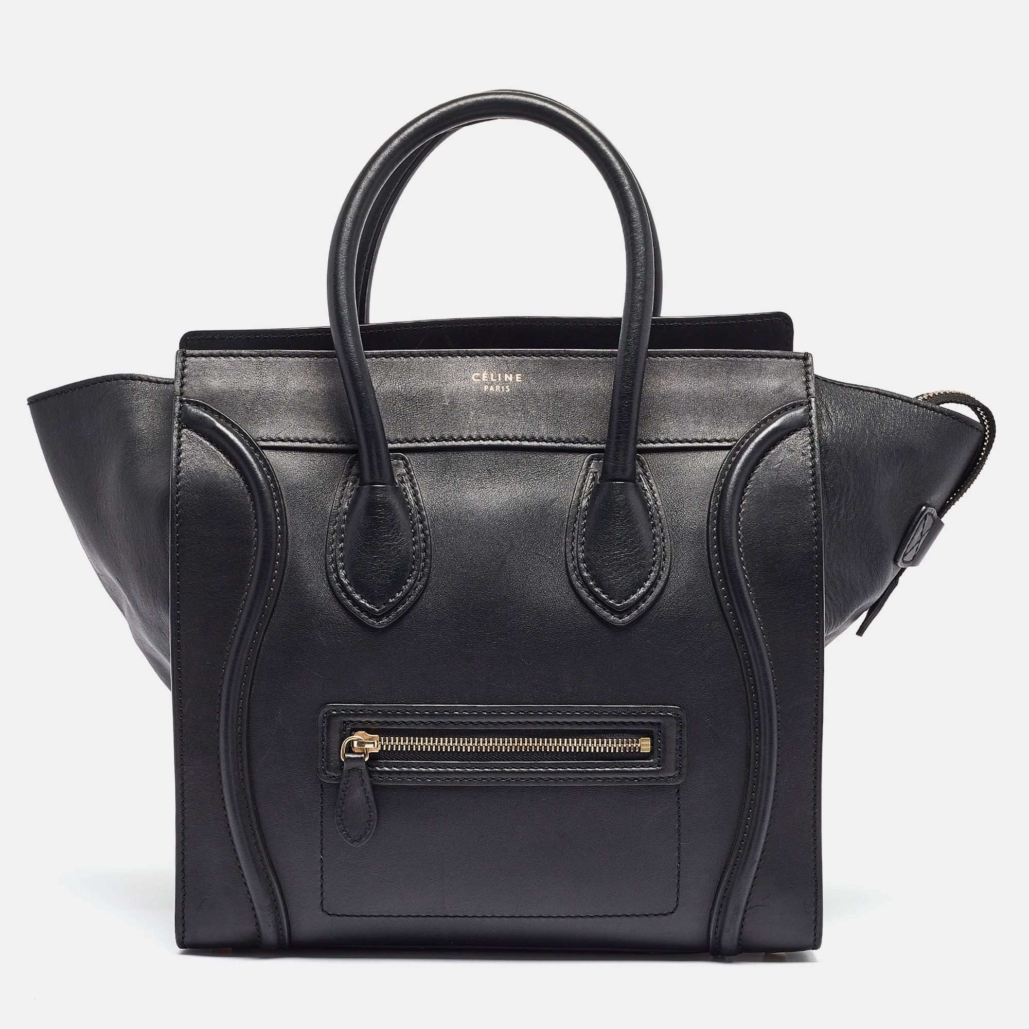 Celine CELINE Black Leather Mini Luggage Tote | Grailed