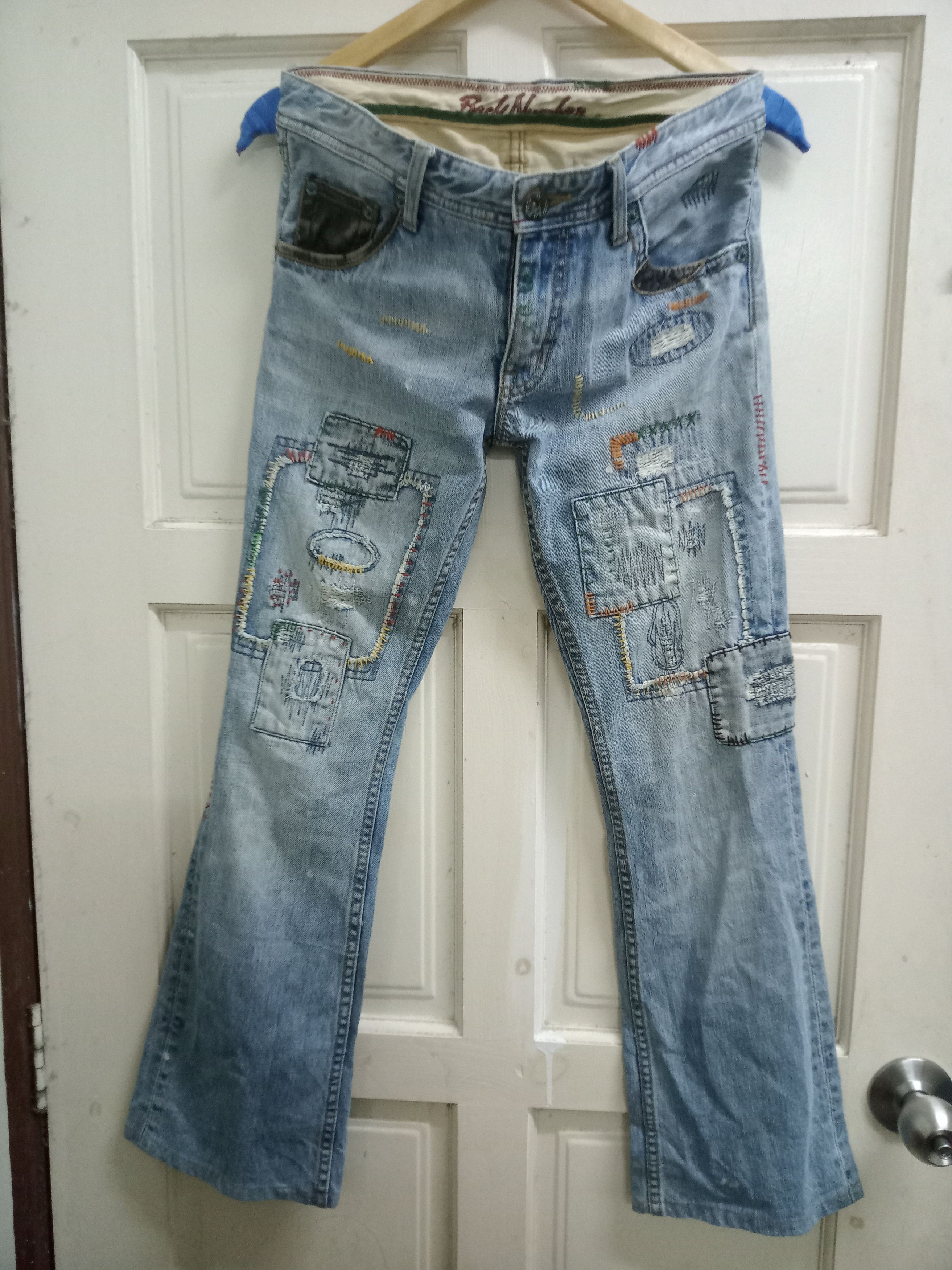 Kapital Boro Patchwork Back Number Jeans | Grailed