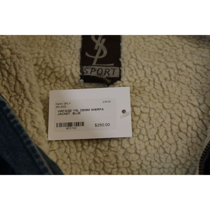 Other Vintage YSL Denim Sherpa Hooded Jacket Full Zipped Medium Bl ...